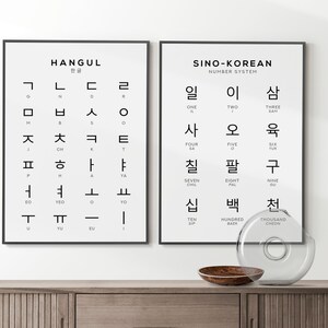 Korean Alphabet and Number Printable Art Set, Hangul Digital Prints ...