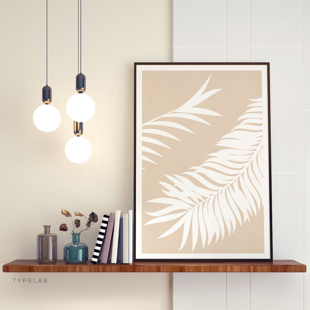 Boho Botanical Print, Floral Printable Art Beige Digital Download ...