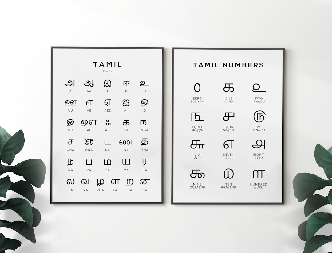 Tamil Alphabet and Number Printable Art Set of 2 | Language Learning ...