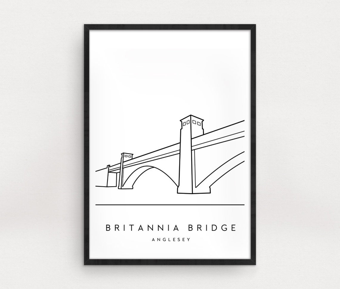 Britannia Bridge Wales Print | Anglesey Minimalist Travel Wall Art - Etsy