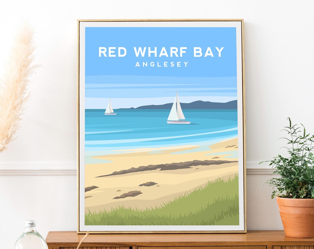Red Wharf Bay Print, Anglesey Wall Art, North Wales Poster, Coastal ...