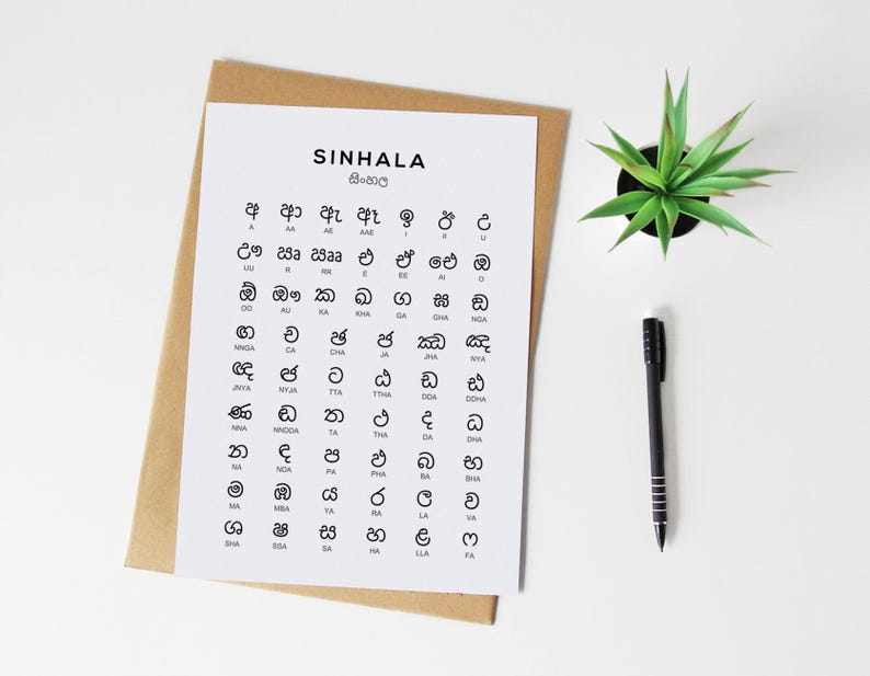 Sinhala Alphabet Printable Art, Sinhalese Language Digital Chart Print ...