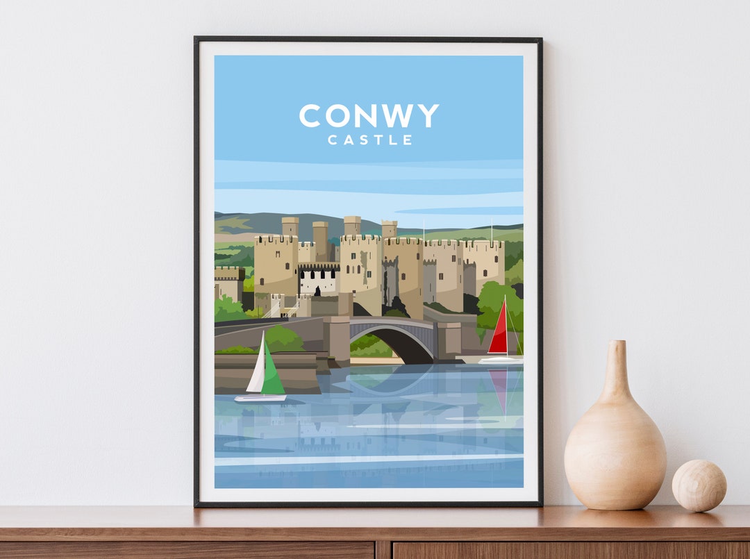 Conwy Castle Art Print, Castell Conwy Travel Print, Welsh Castle Poster ...