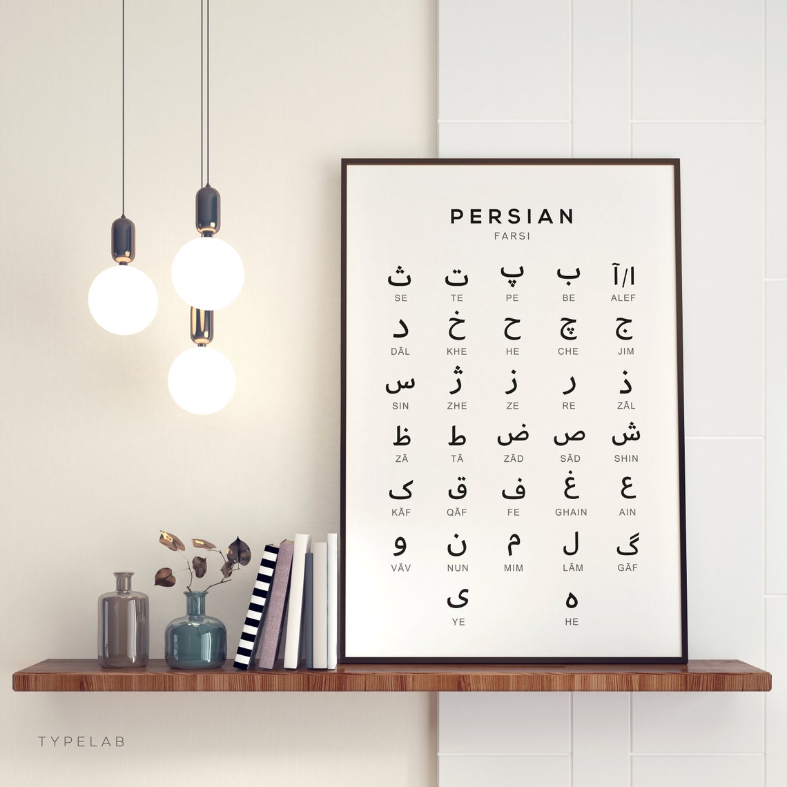 Persian Alphabet Chart Print Farsi Language Wall Art Black & - Etsy