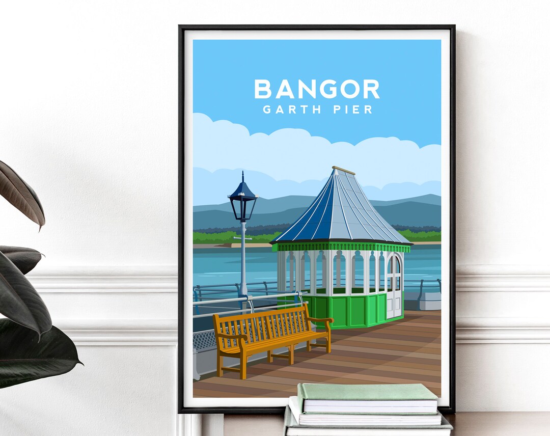 Garth Pier Bangor Print, North Wales Wall Art, Gwynedd Travel Poster ...