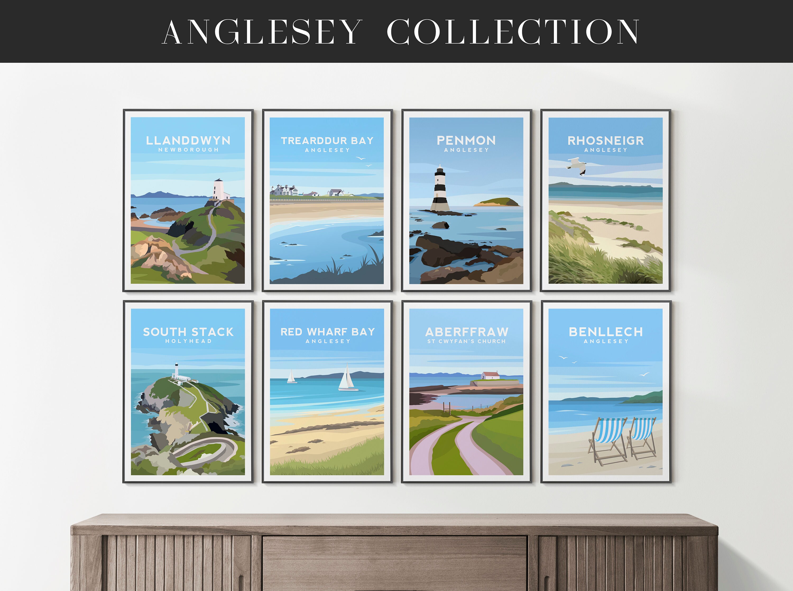 Newborough Anglesey Print, North Wales Wall Art Beach, Travel Poster ...
