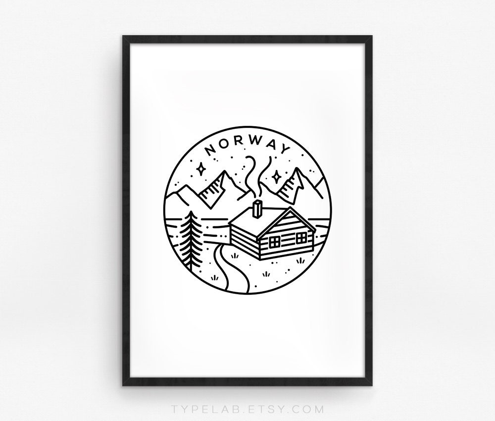 Norway Print Norwegian Landscape Travel Poster Mountain Art | Etsy