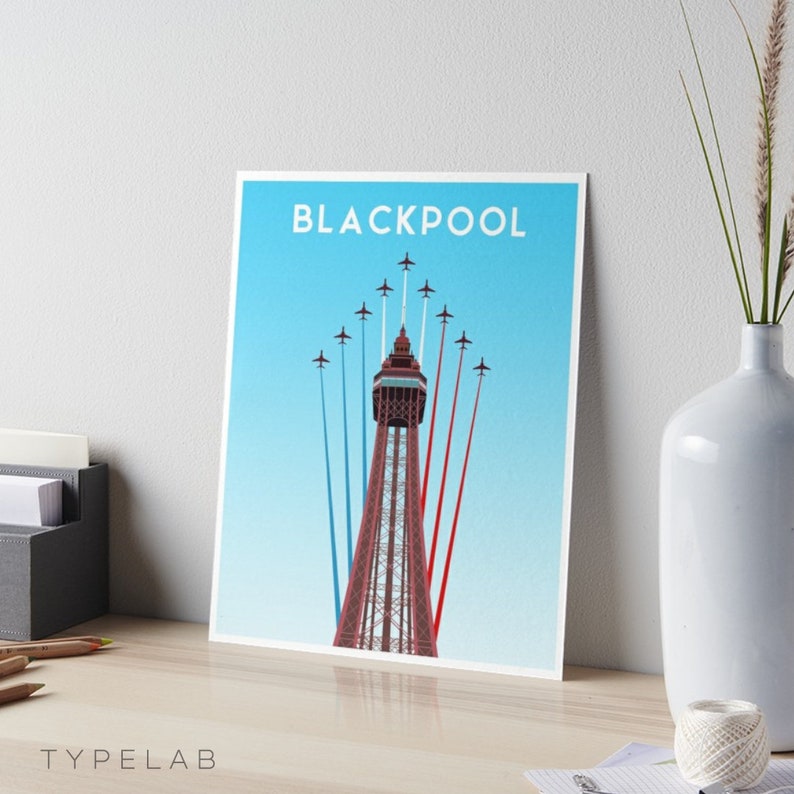 Blackpool Art Print Blackpool Tower Travel Print Red Arrows - Etsy
