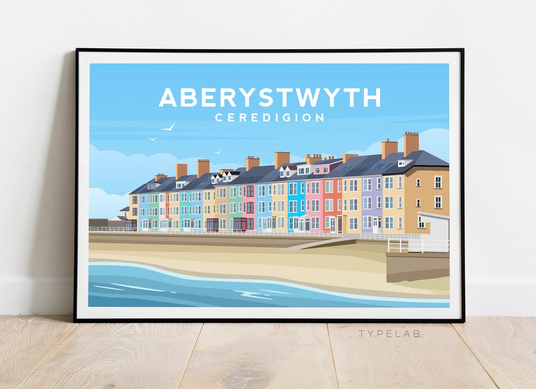 Aberystwyth Art Print, Wales Travel Poster, Aberystwyth Illustration ...