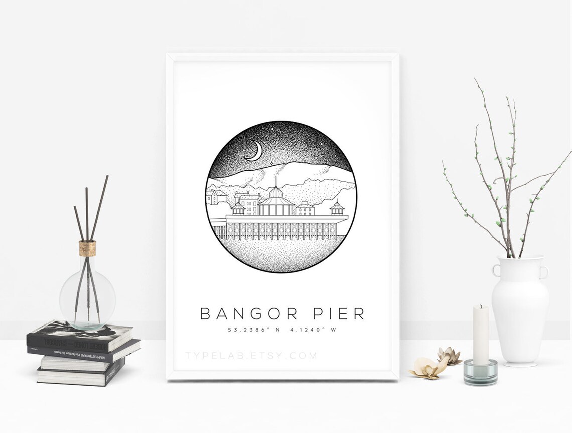 Bangor Pier Art Print Wales Print Bangor North Wales Travel | Etsy