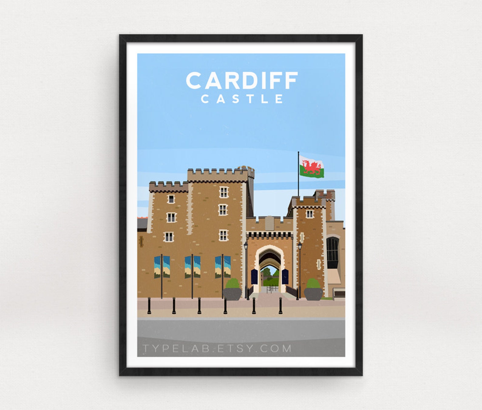 Cardiff Castle Art Print South Wales Travel Print Wales - Etsy UK