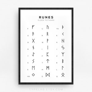 Norse Runes Chart Print Viking Print Runes Poster Elder | Etsy