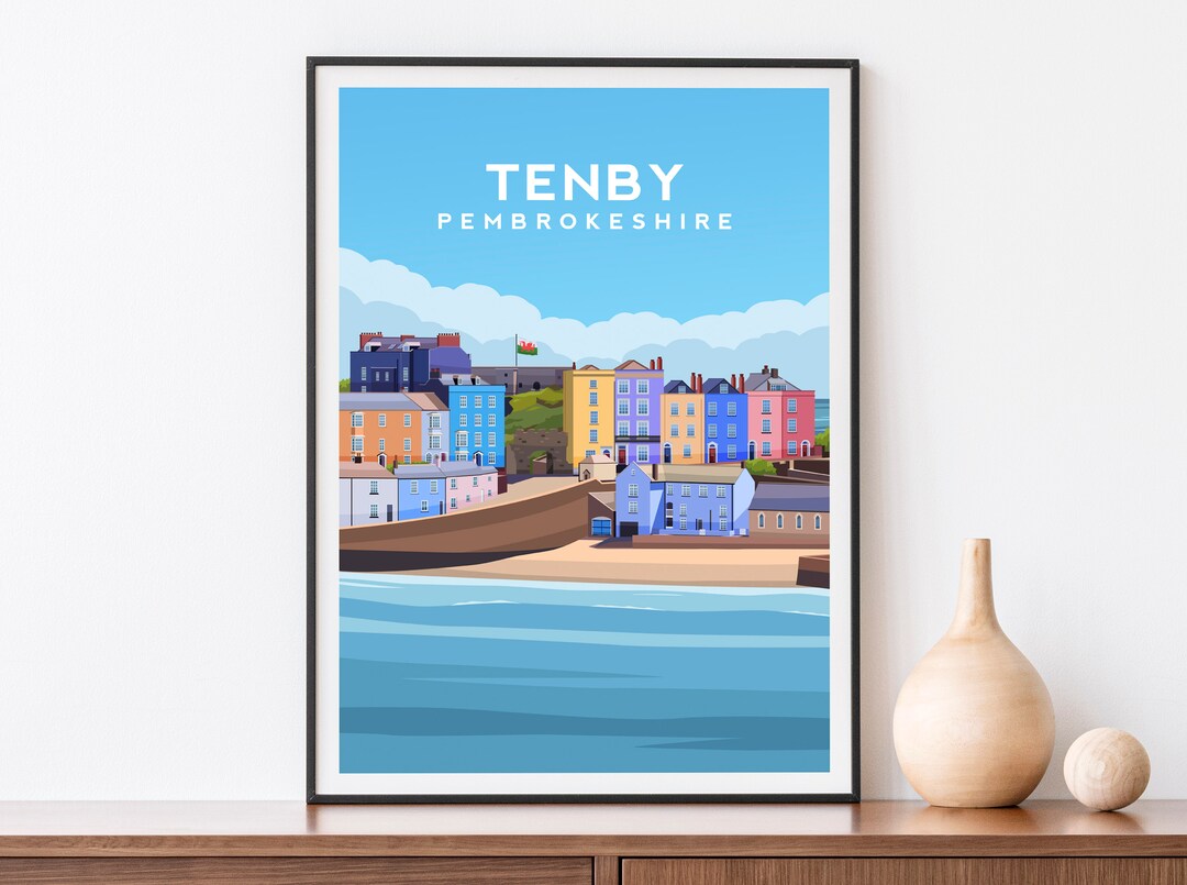 Tenby Art Print | Pembrokeshire South Wales Landscape Travel Poster ...