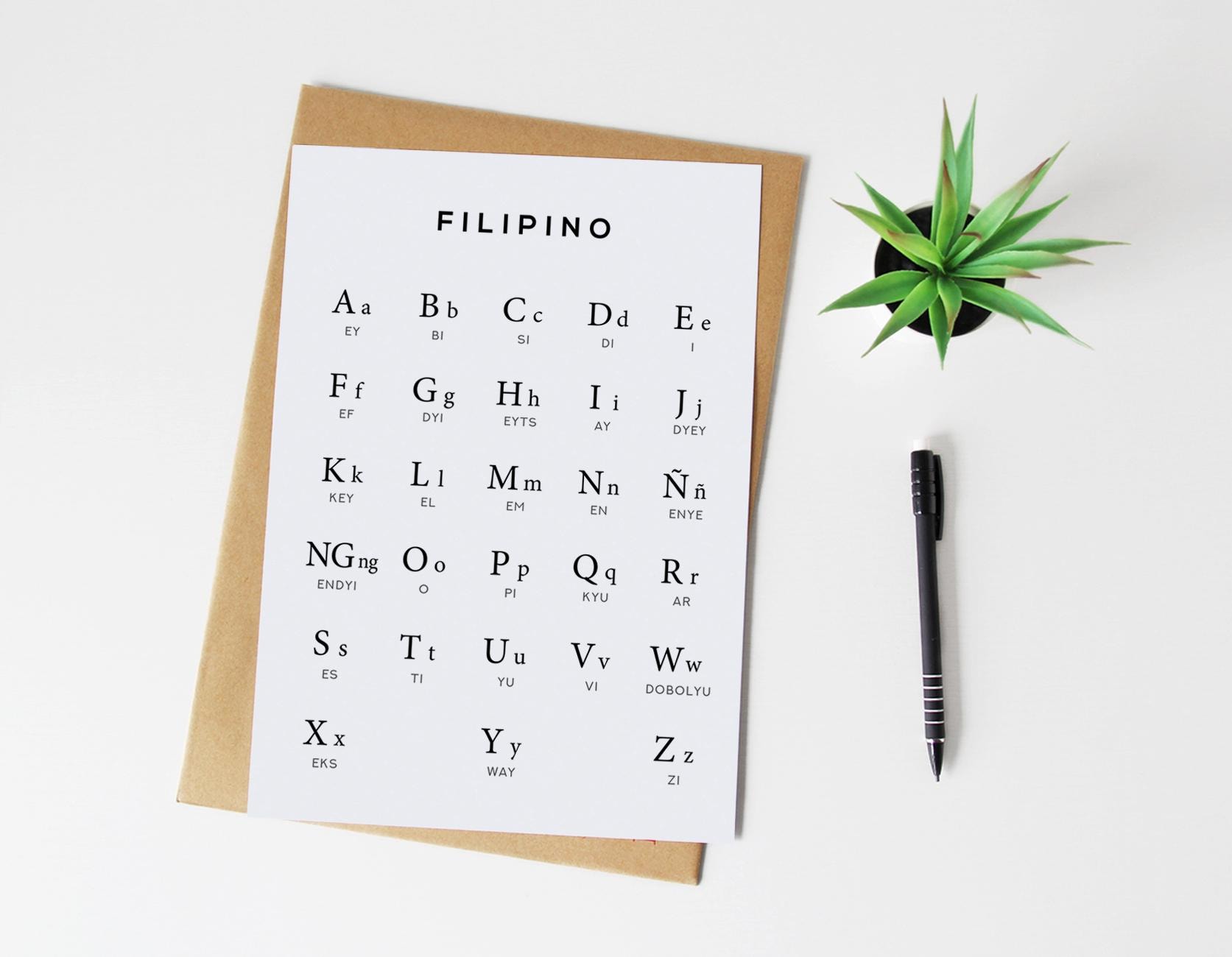 Filipino Alphabet Chart Print, Philippines Alphabet Poster, Language ...