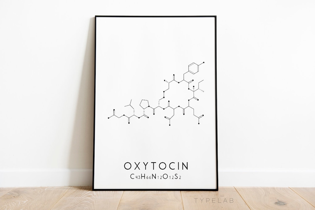 Oxytocin Molecular Structure Print, Love Chemical Molecue Poster, Black ...