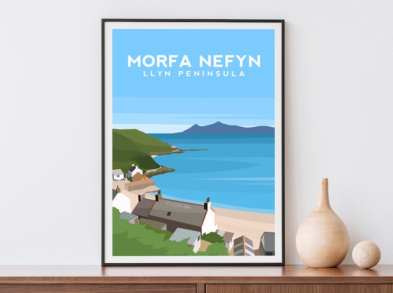 Morfa Nefyn Art Print, North Wales Travel Print, Ty Coch Porthdinllaen ...