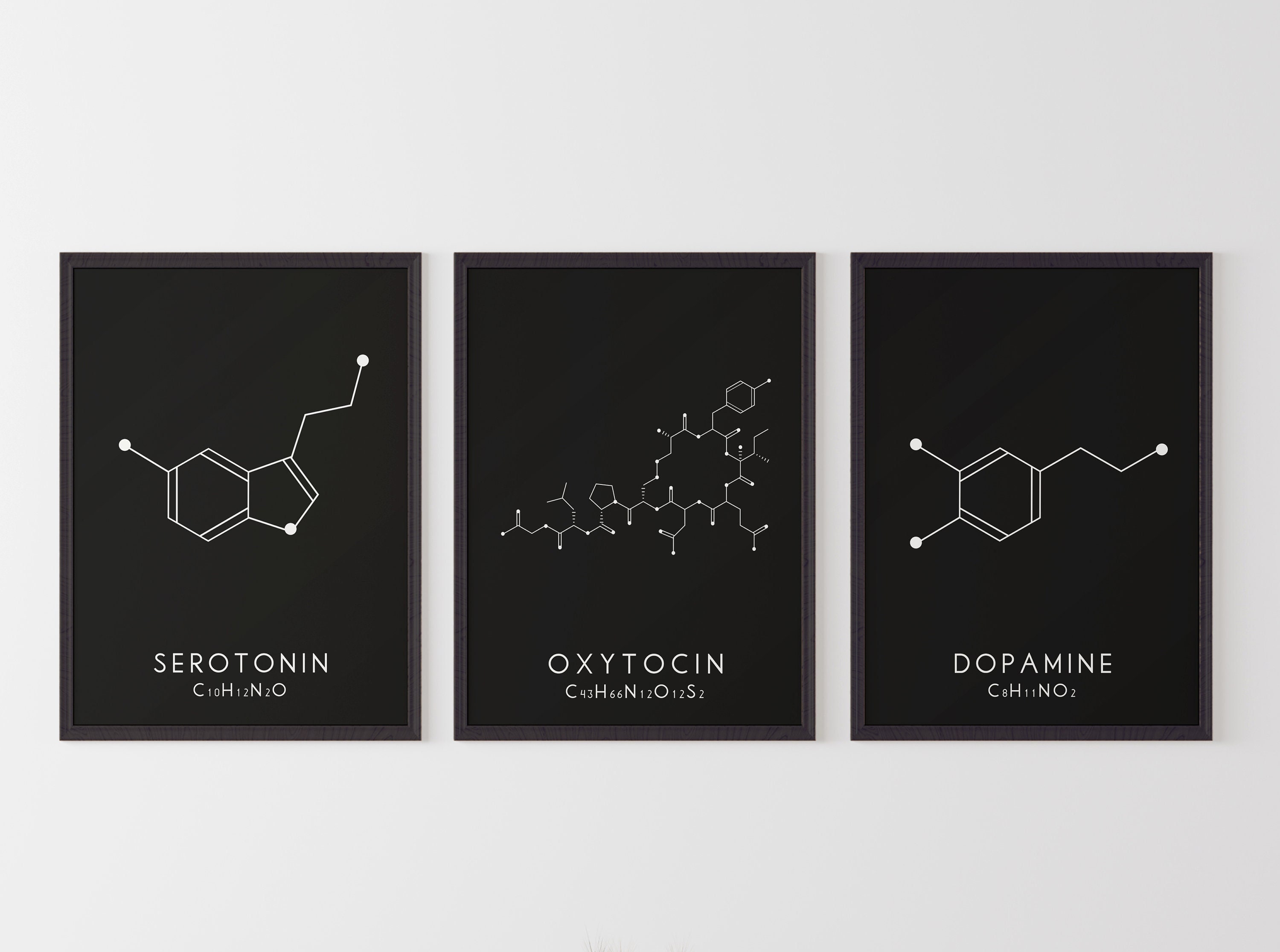Molecule Printable Art Set 3 Serotonin Oxytocin & Dopamine - Etsy Australia