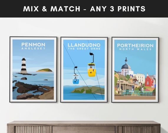 Travel Print Set Choose Any 3 Travel Poster Bundle Mix and - Etsy