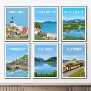 Snowdonia Wales Art Print Set of 6 | Welsh Landscape Wall Art, Gwynedd ...