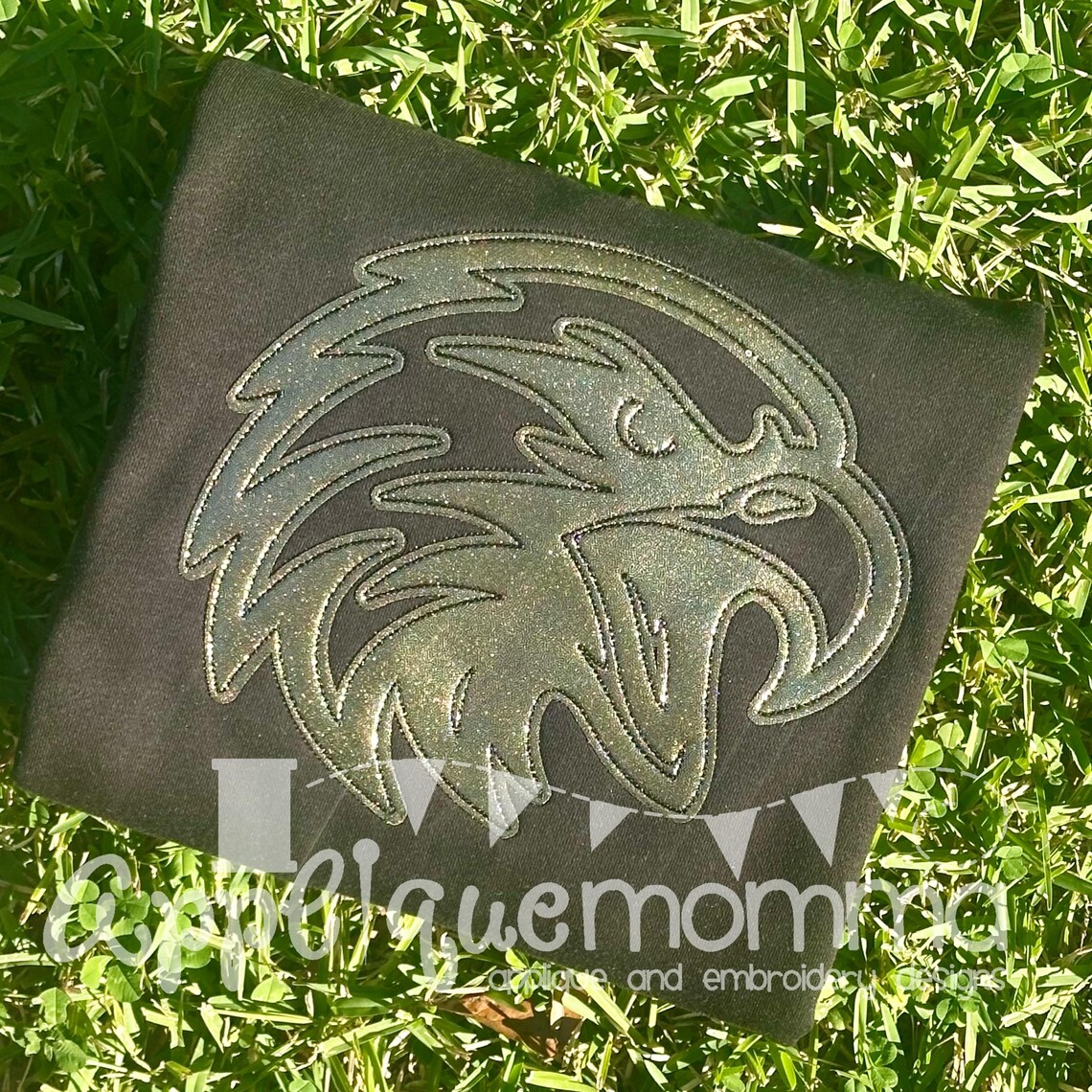 Eagle Mascot Applique Design – Bean Stitch Outline – 4x4 5x7 6x10 8x11 ...