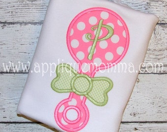Vintage Baby Rattle Applique Design Baby Girl Shabby Chic Made for ...