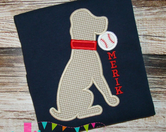 Baseball Dog Applique Design - Etsy