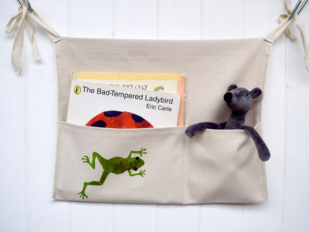Bed Tidy With a Green Frog. Bunk Bed Caddy. Cot Caddy. Kids Book Holder ...