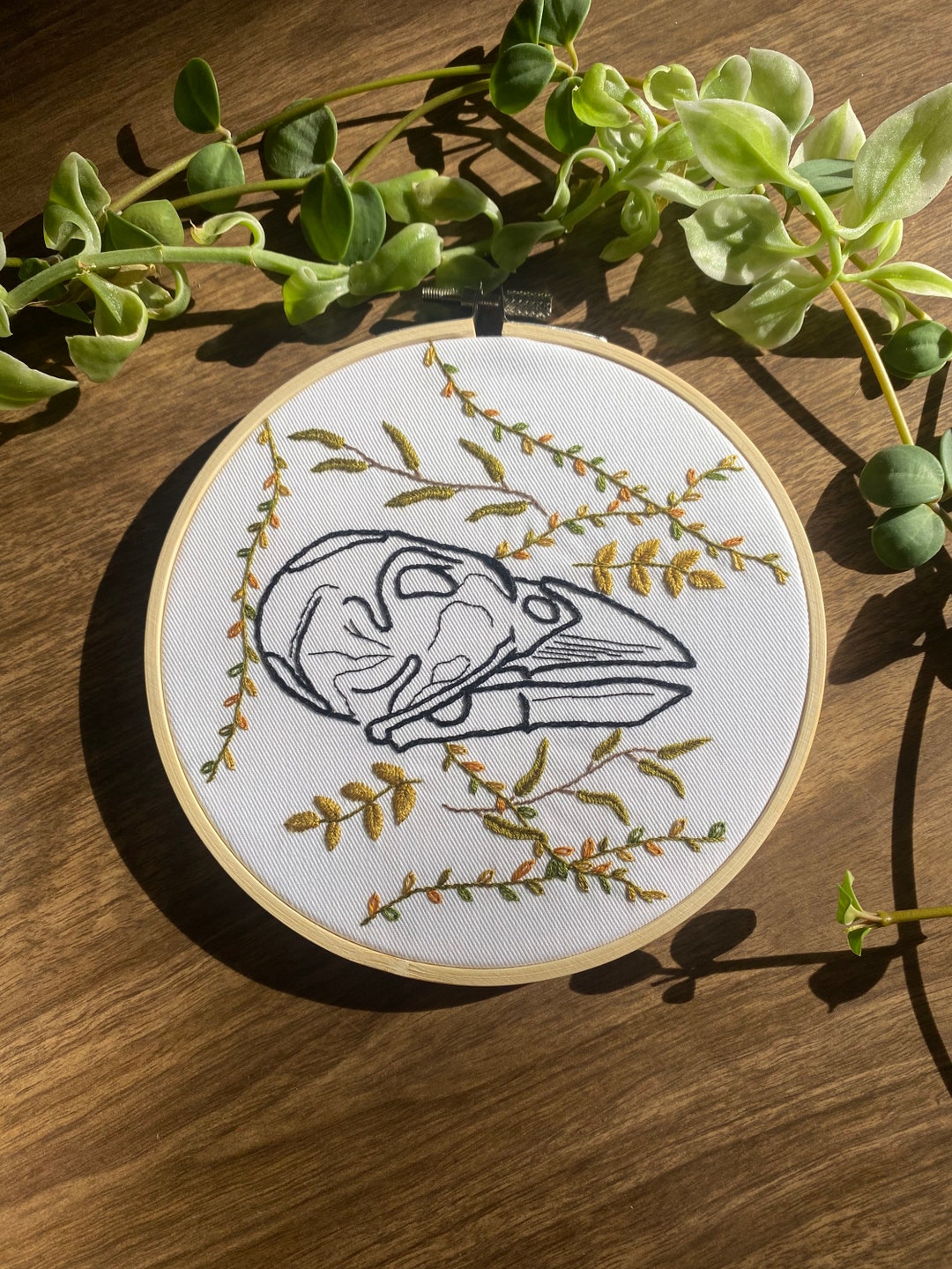 Sparrow Skull Hand Embroidery.embroidery Hoop Art. Hand Embroidery ...
