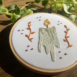 Candle Hand Embroidery.embroidery Hoop Art. Hand Embroidery. Modern ...