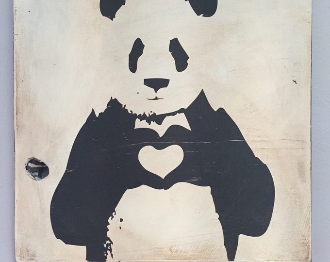 Panda Face Sign - Abstract Image of a Panda Bear Face Primitive Vintage ...