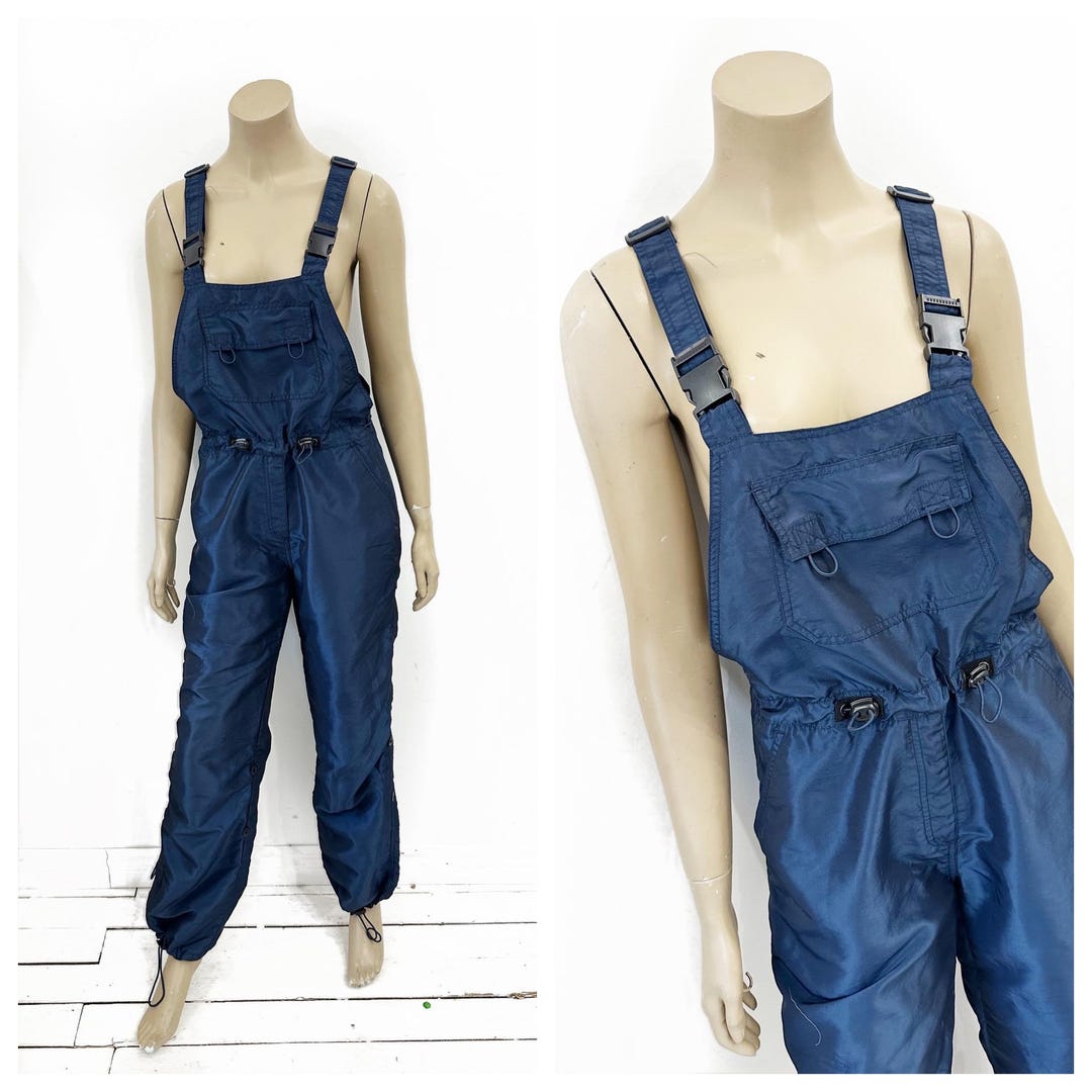 Navy Shiny Rave Style Y2K Overalls. Size S. - Etsy