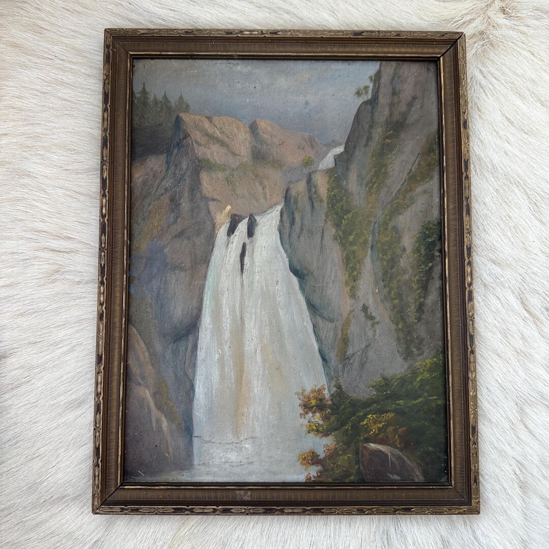 Antique Original Llamberris Waterfalls, North Wales Muted Moody Framed ...