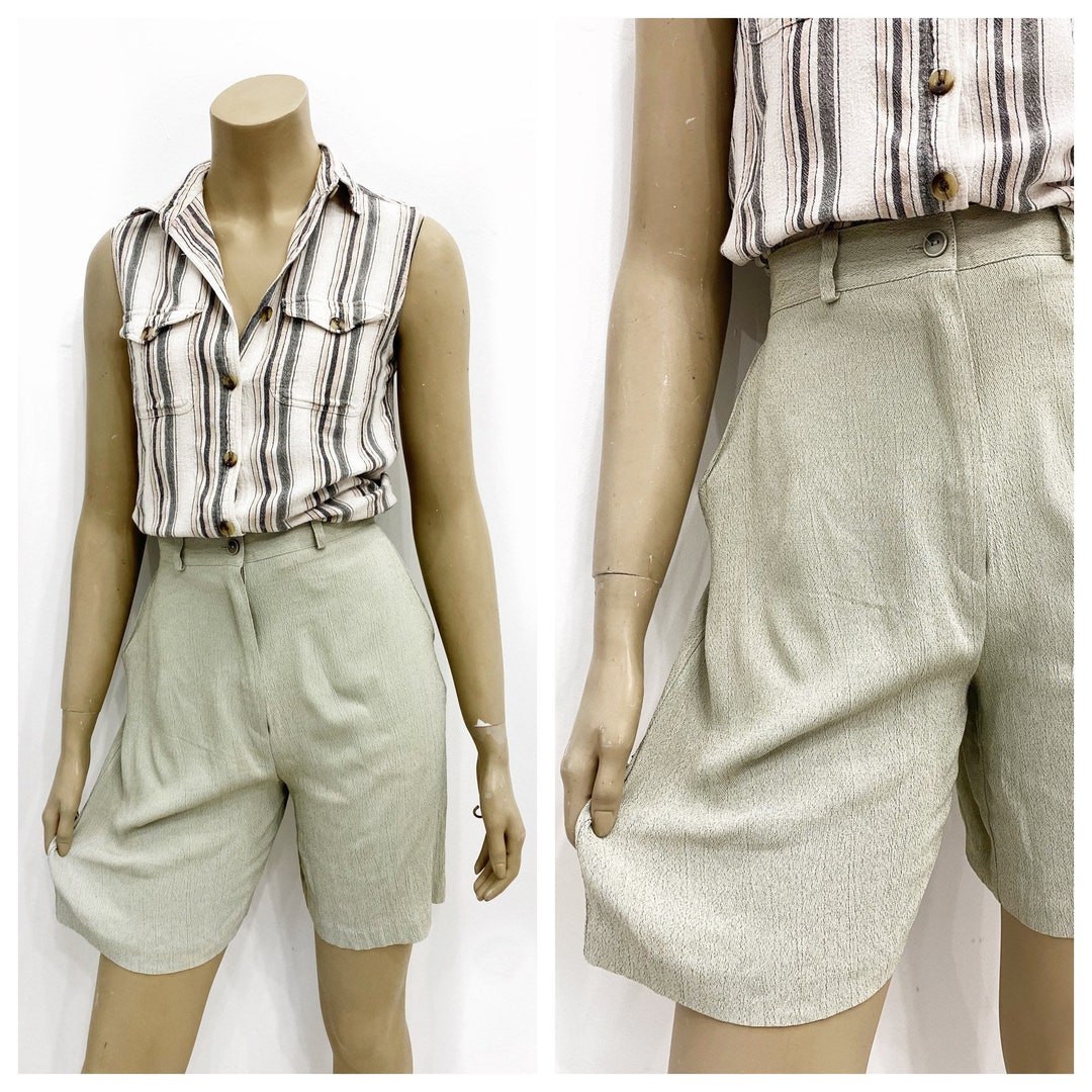 Vintage High Waisted Sage Green Rayon Blend Shorts. Size S. - Etsy