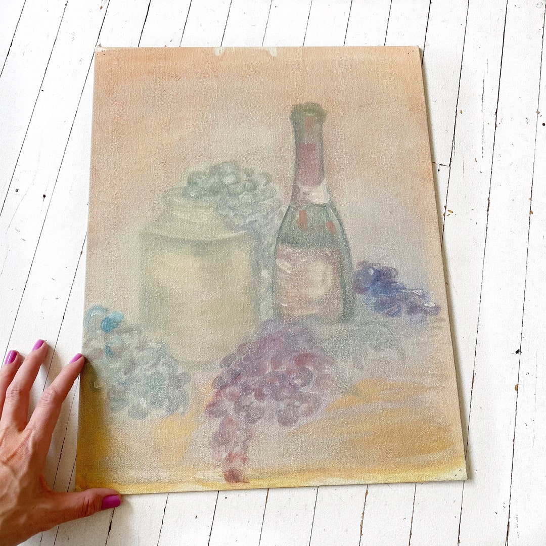 Amazing 1950s Muted Wine and Grapes Still Life Painting. - Etsy