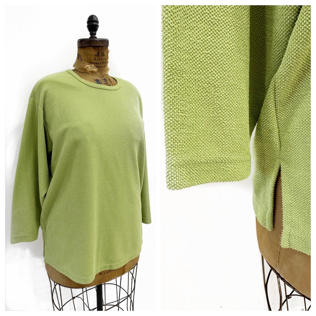 Plus Size Lime Green Oversized Slouchy Textured Pullover. Size 2XL. - Etsy