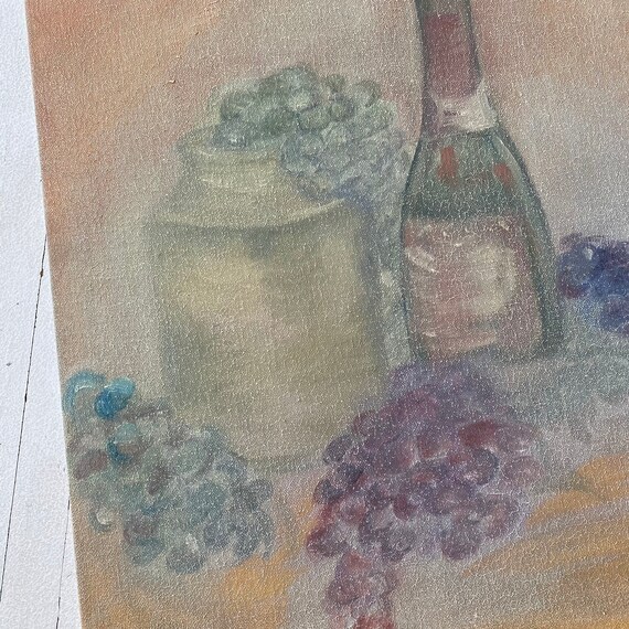 Painting Amazing 1950\u2019s muted wine and grapes still life painting ...