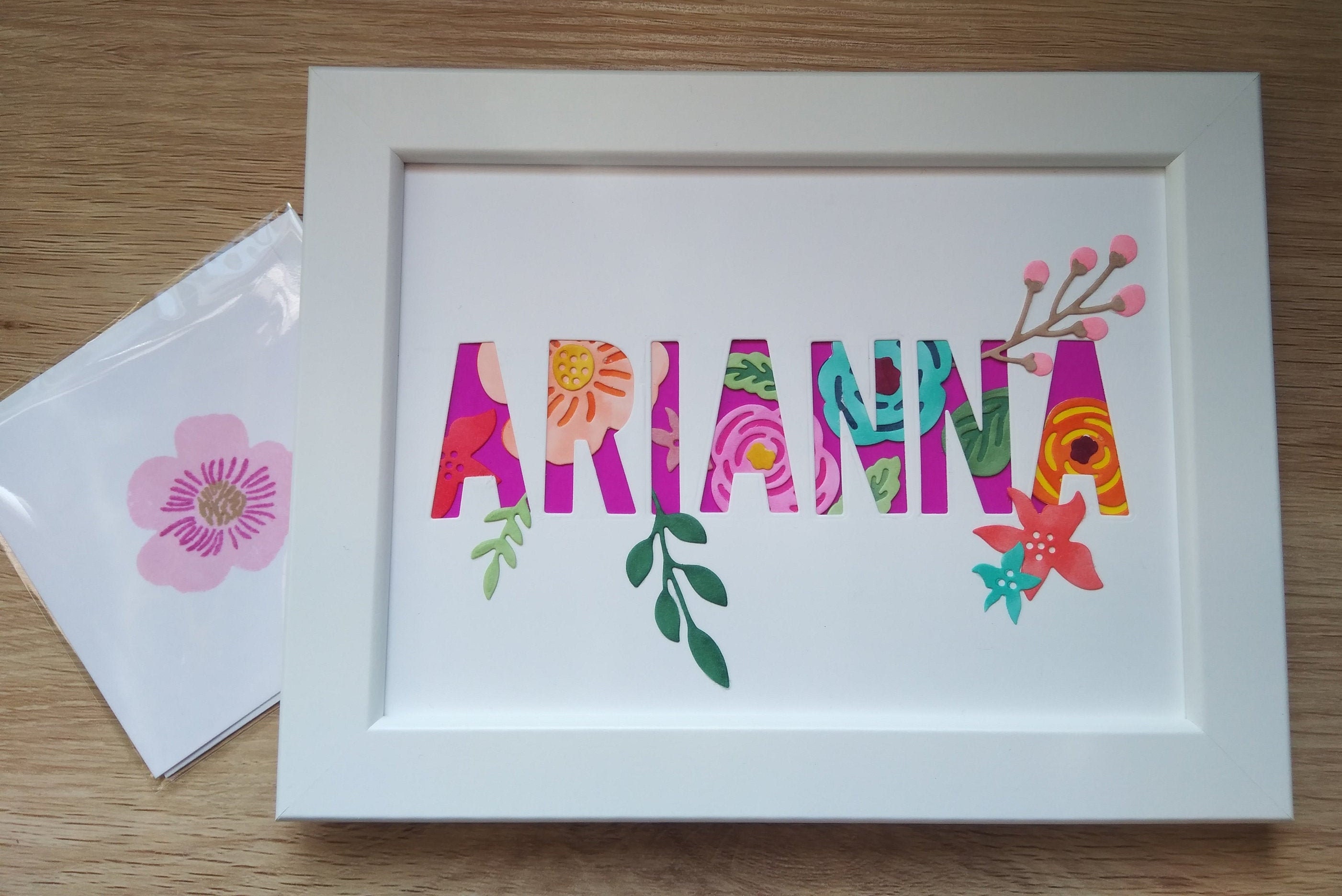 Personalised Name Frame, 3D Paper Flowers, Name Frame for Wall ...