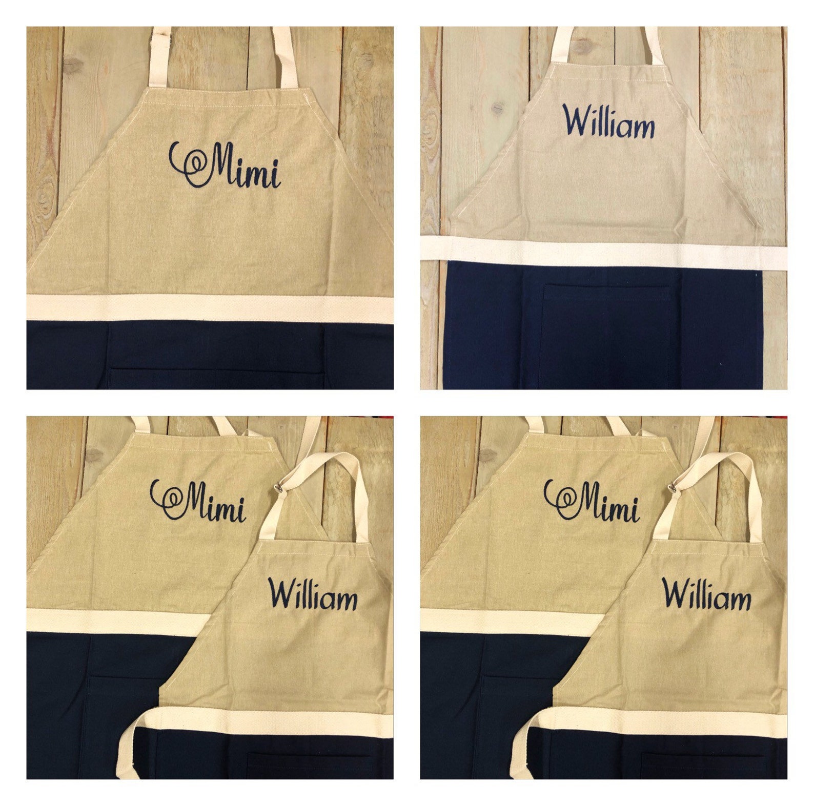 Custom Embroidered Monogram Aprons for Adults and Kids Mommy - Etsy