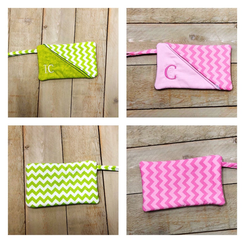 Personalized Wristlet Purse: Diagonal Zipper, Custom Fabric Gift - Etsy