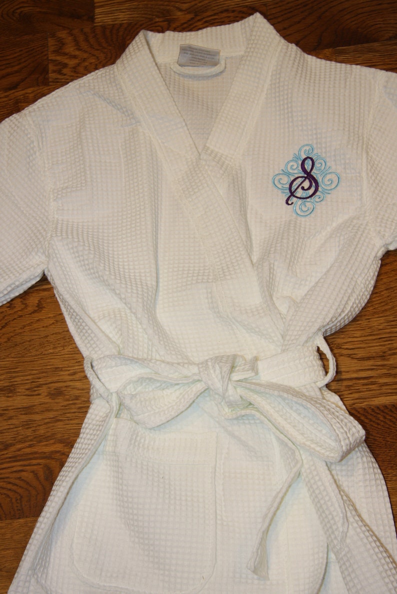 Personalized Spa Robes SHORT Waffle Weave Robes Bridal Party - Etsy