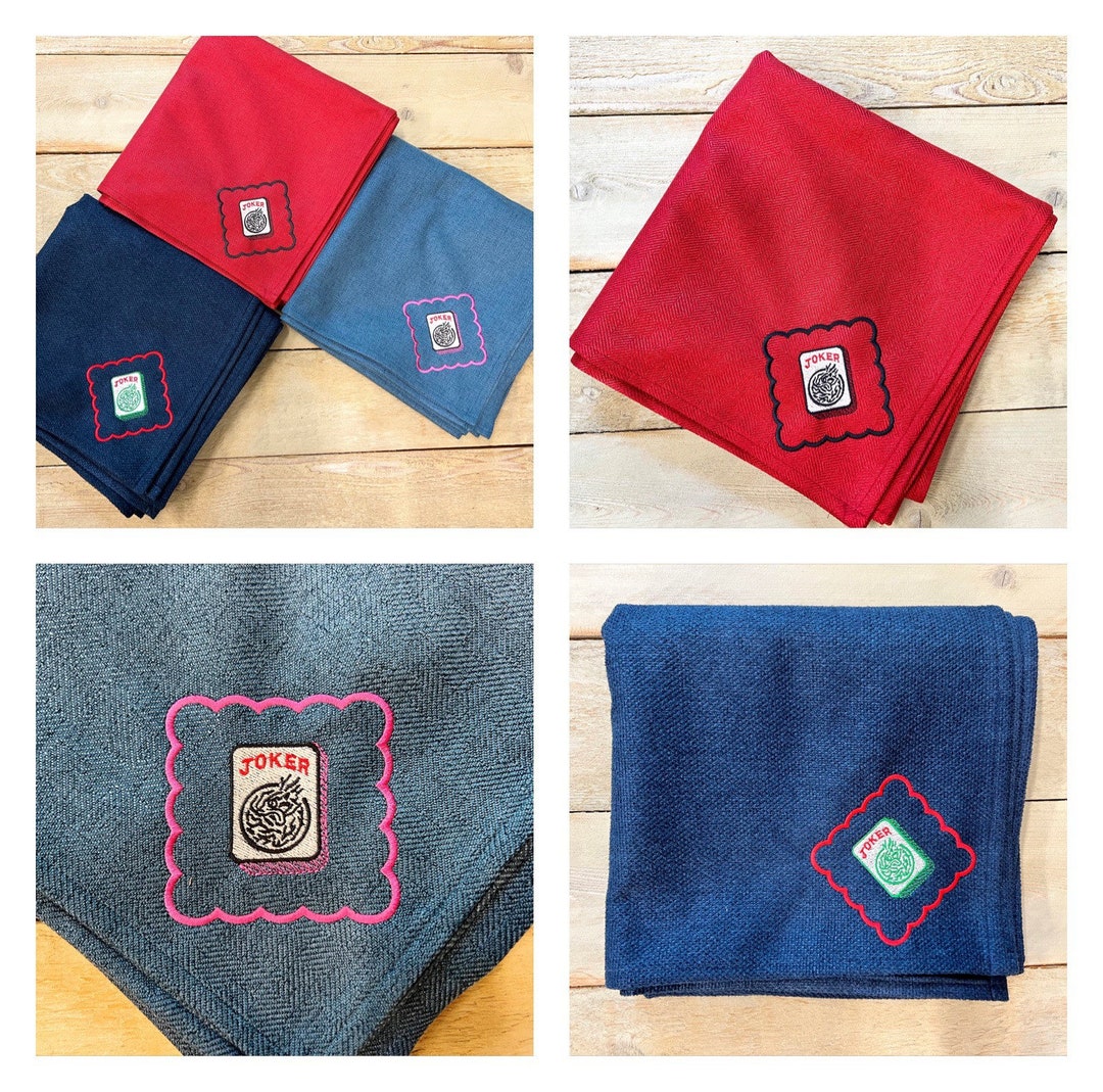 MAHJONG TABLECLOTH for Card Table 45 Inch With Joker or Wind Embroidery ...