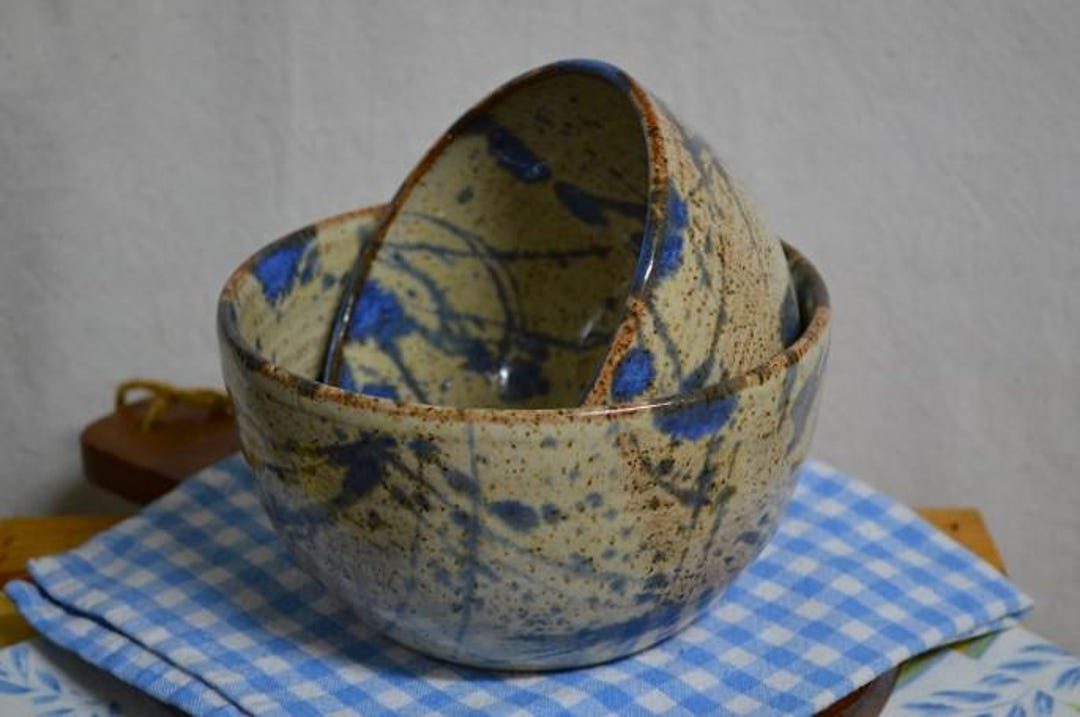 Pottery Bowl Set of 2, Handmade Nesting Bowls, Serving Bowls, Casserole ...