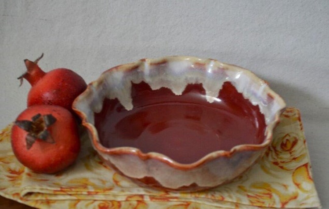 Red Pottery Pie Plate, Handmade Quiche Dish, Pot Pie Dish, Brie Baker ...