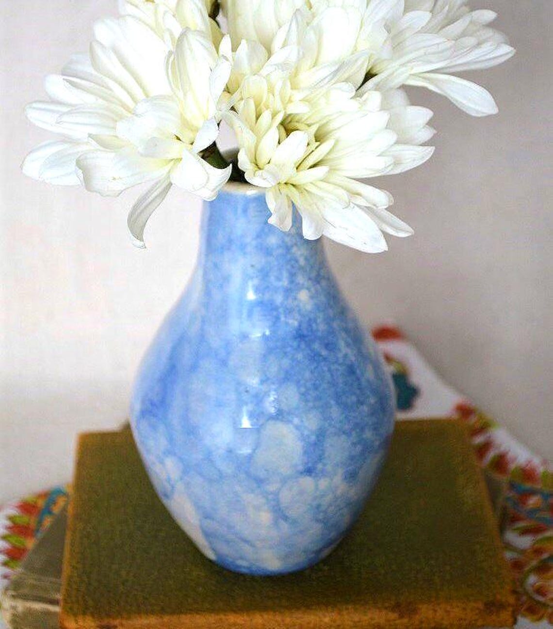 Handmade Pottery Vase in Blue Bubble Glaze, Flower Vase, Bud Vase ...
