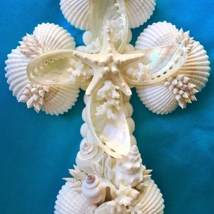 Wedding Cross White Seashell Cross Sea Shell Cross Wedding | Etsy