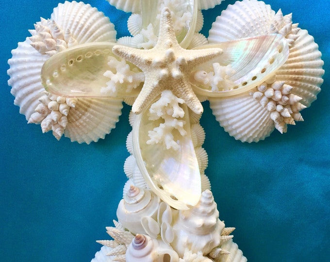 Wedding Cross, White Seashell Cross, Sea Shell Cross, Wedding Gift ...