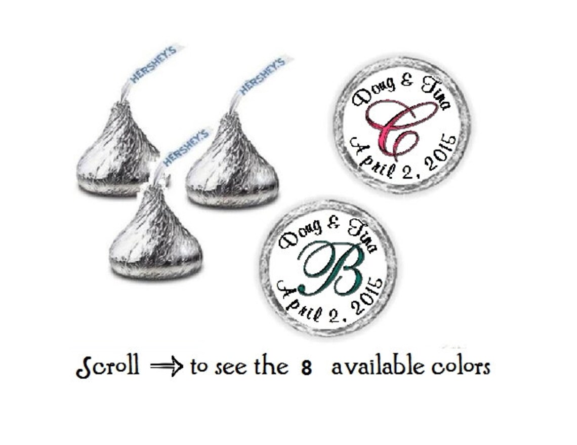 108 Monogram Wedding Kiss Candy Label Wrapper Favors Stickers - Etsy
