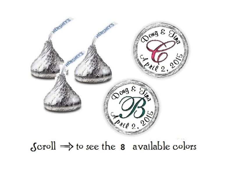 108 Monogram Wedding Kiss Candy Label Wrapper Favors Stickers - Etsy
