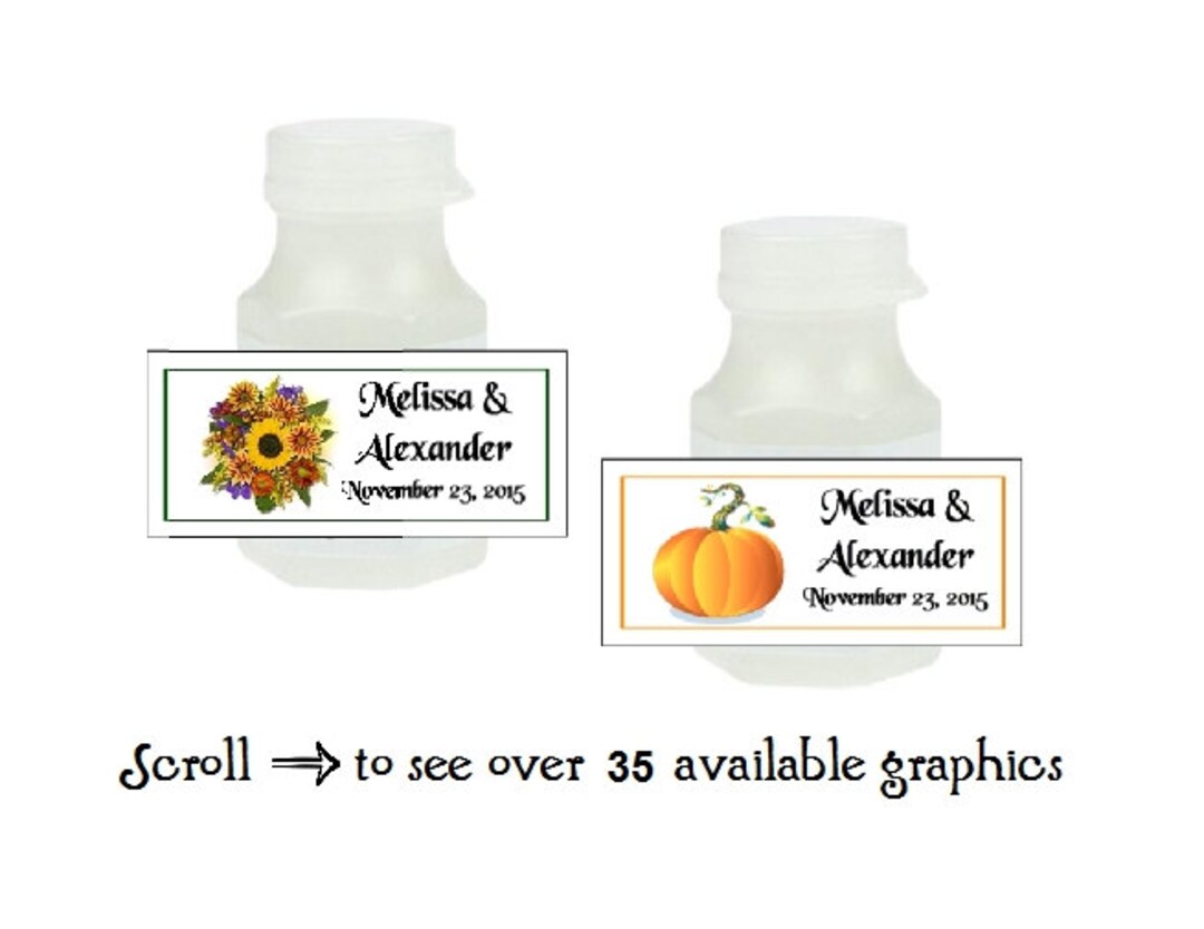 30 Fall Wedding Theme Personalized Mini Bubble Label Wrapper Favors ...