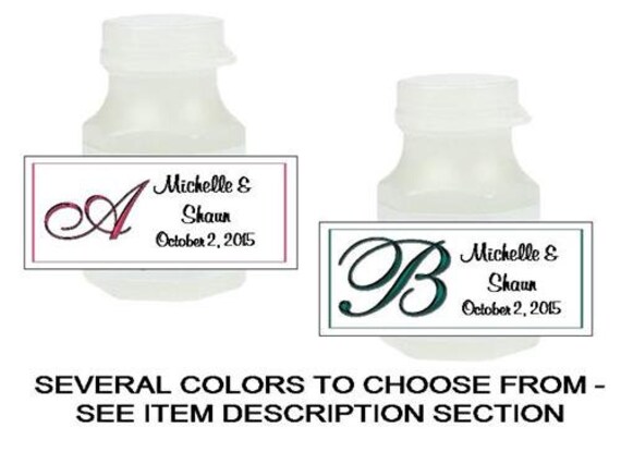 30 Monogram Wedding Theme Personalized Mini Bubble Label | Etsy
